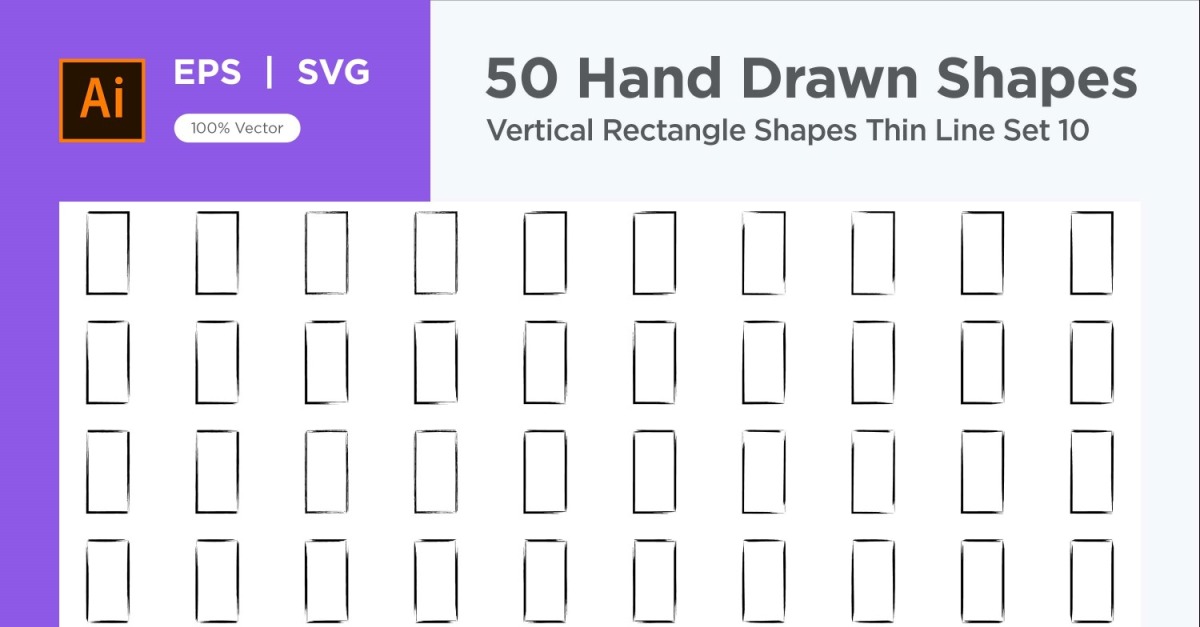 Vertical Rectangle Shape Thin Line 50_Set V 10