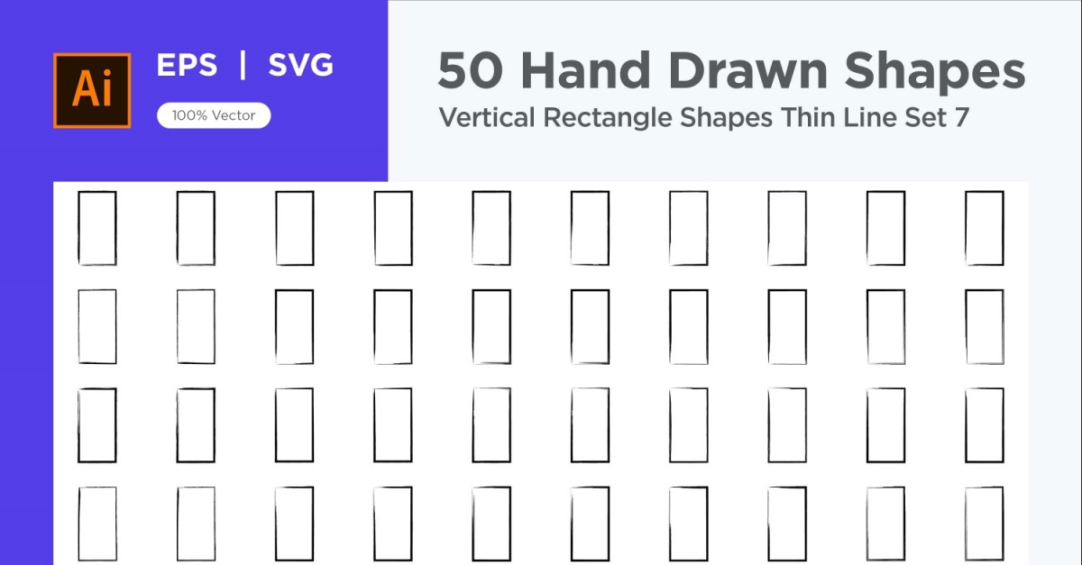 Vertical Rectangle Shape Thin Line 50_Set V 7