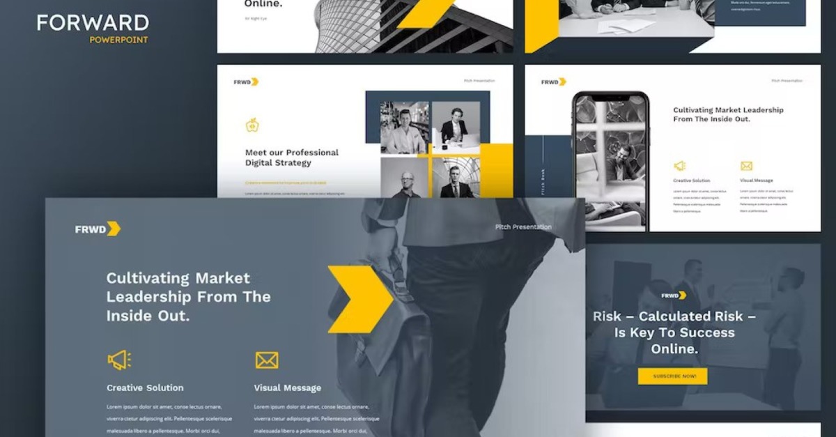 Naprzód — nowoczesny biznes Powerpoint - TemplateMonster