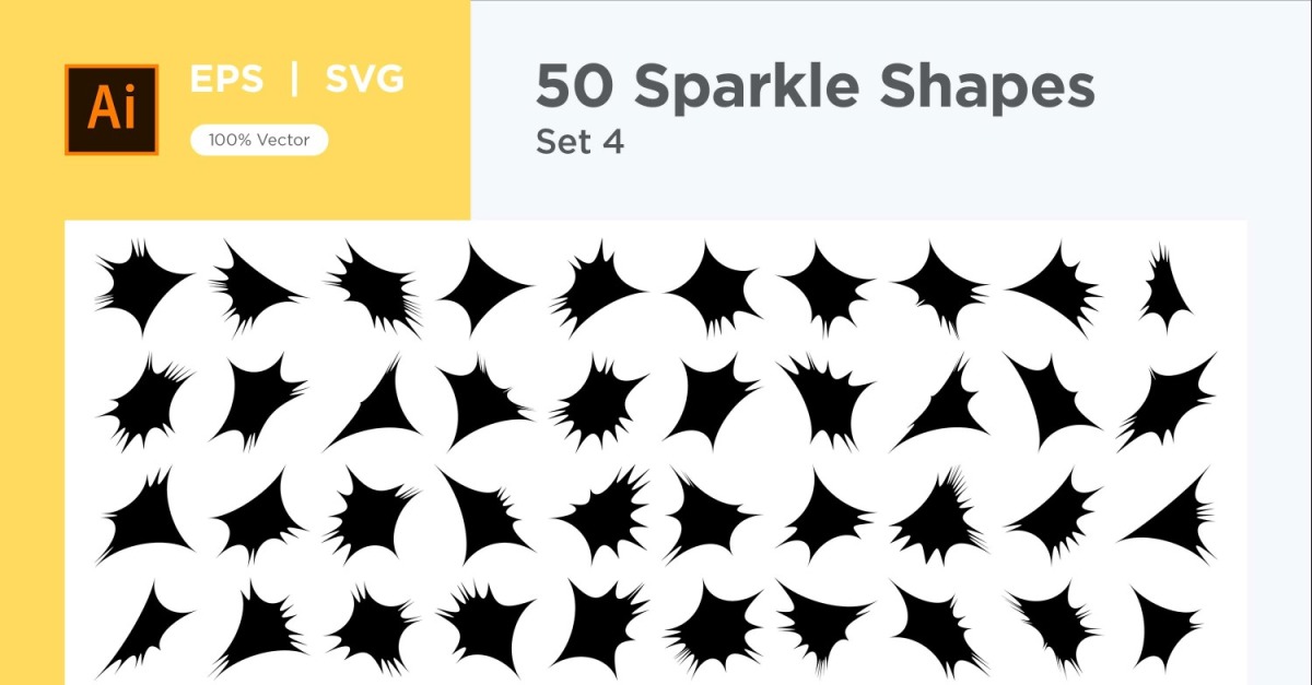 Sparkle shape symbol sign Set 50-V-4 - TemplateMonster
