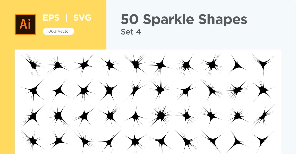 Sparkle shape symbol sign Set 50-V2-4 - TemplateMonster