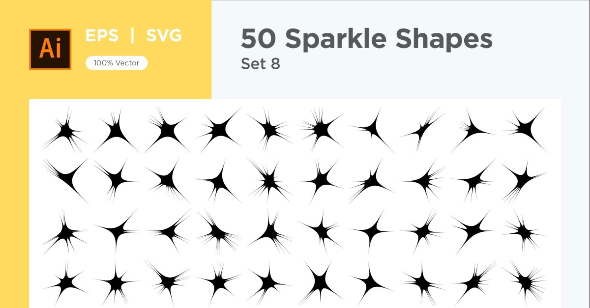 Sparkle shape symbol sign Set 50-V2-8 - TemplateMonster