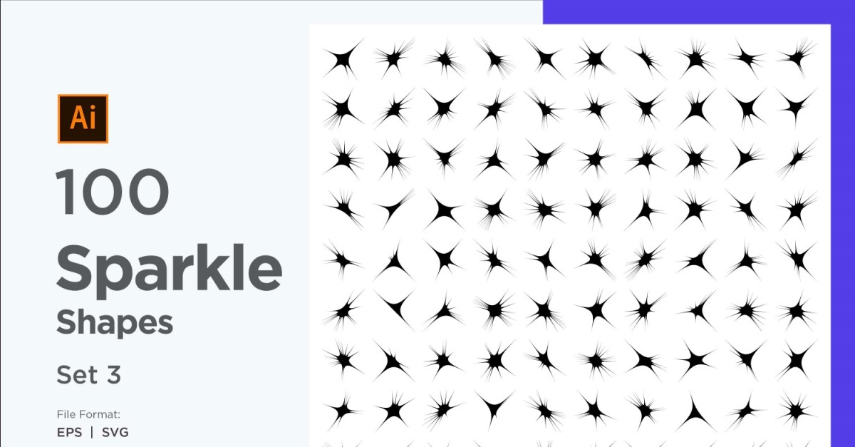 Sparkle shape symbol sign Set 100-V2-3 - TemplateMonster