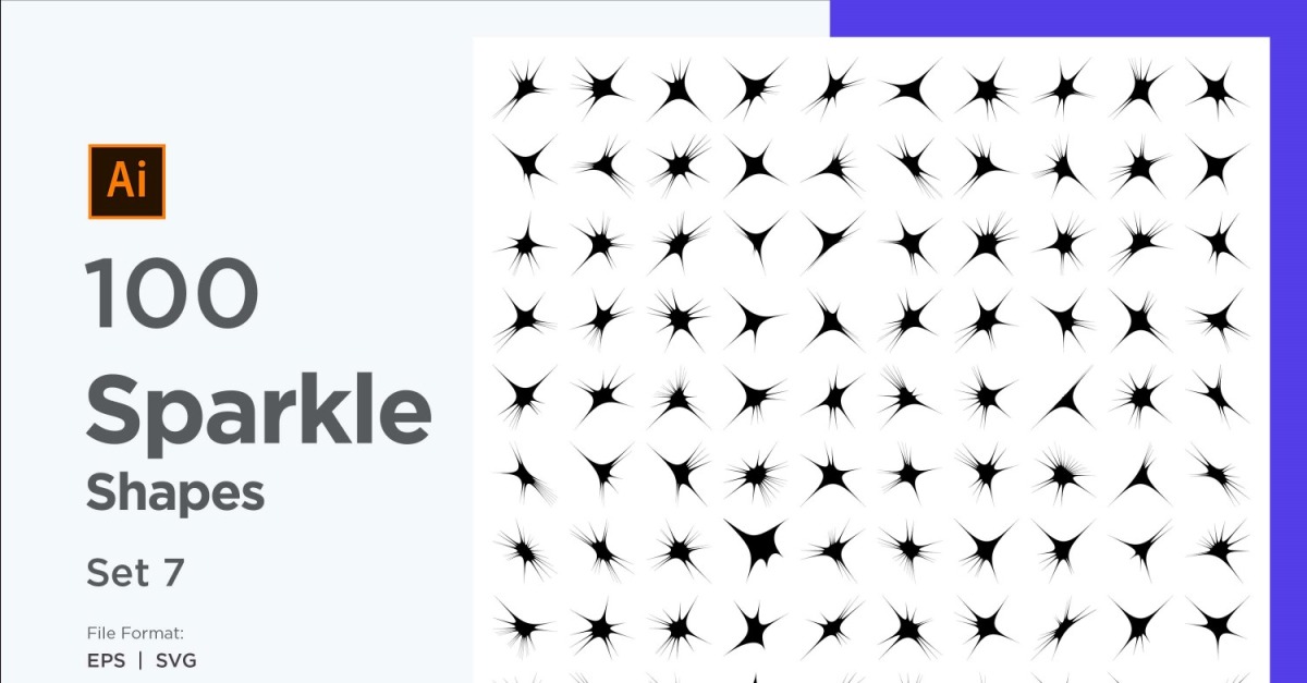 Sparkle shape symbol sign Set 100-V2-7 - TemplateMonster