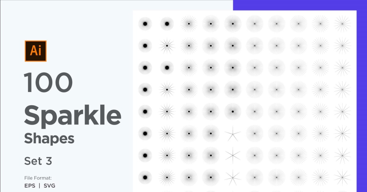 Sparkle shape symbol sign Set 100-V3-3 - TemplateMonster
