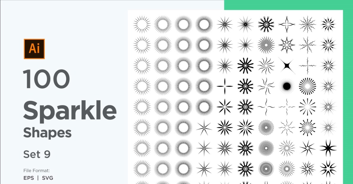 Sparkle shape symbol sign Set 100-V3-9 - TemplateMonster