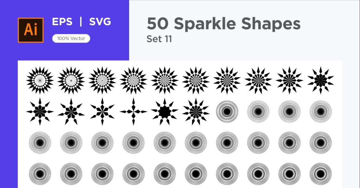 Sparkle shape symbol sign Set 50-V3-11 - TemplateMonster