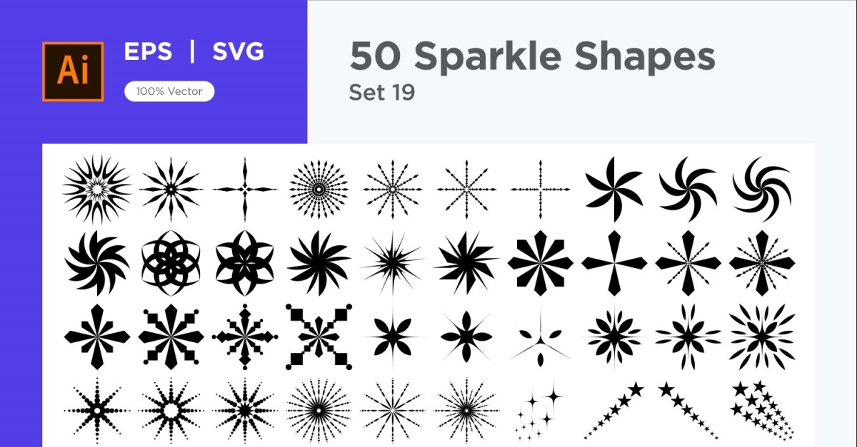 Sparkle shape symbol sign Set 50-V3-19 - TemplateMonster