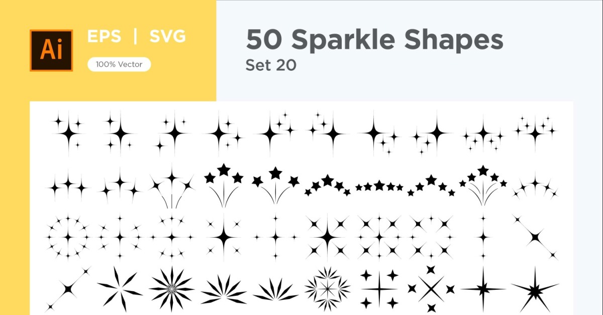 Sparkle shape symbol sign Set 50-V3-20 - TemplateMonster
