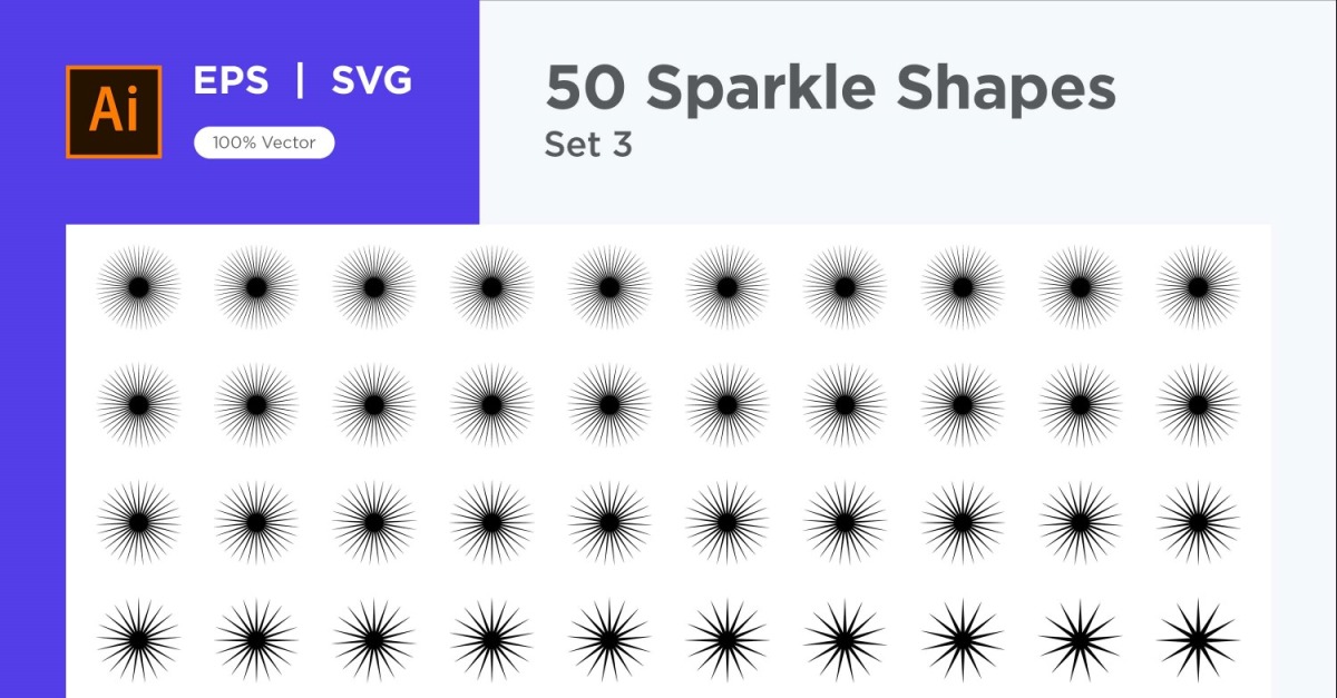 Sparkle shape symbol sign Set 50-V3-3 - TemplateMonster