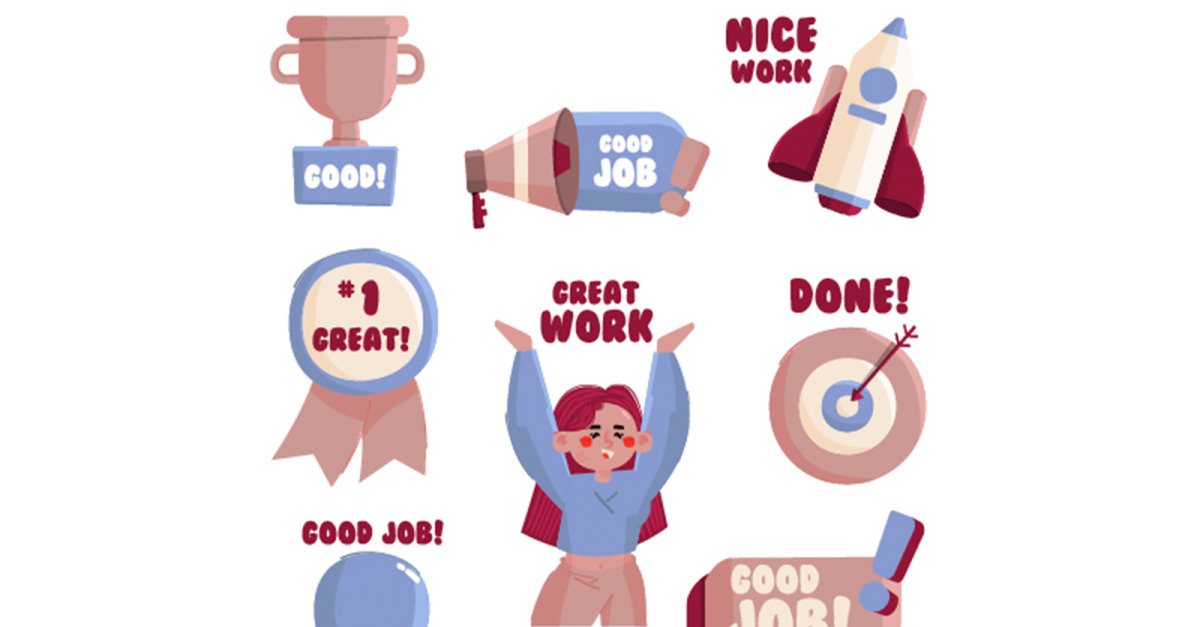 Bon travail, autocollants, illustration - TemplateMonster