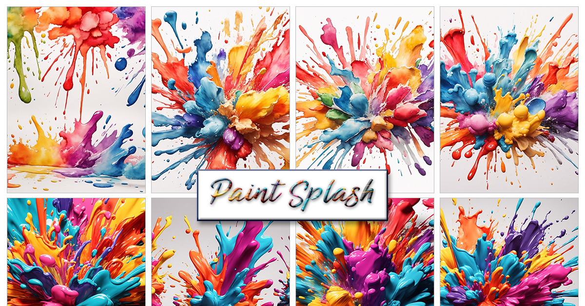 Colorful rainbow explosion paint ink splatter