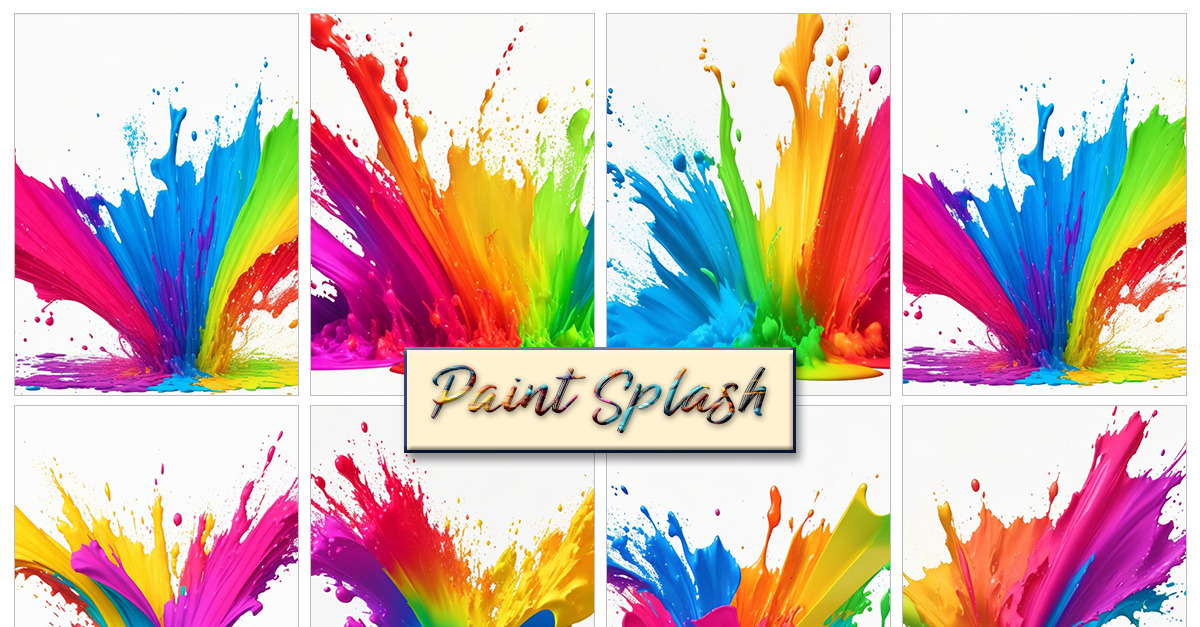Colorful rainbow liquid paint ink splashes - TemplateMonster