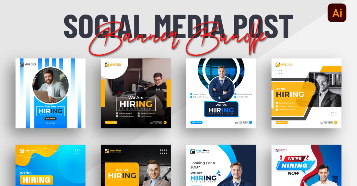 Hiring Job Vacancy Social Media Post Bundle - TemplateMonster