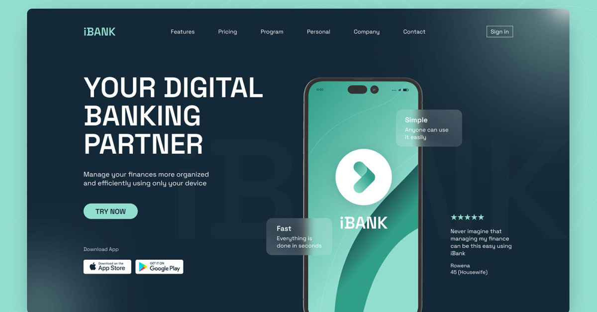 IBank - Digital Banking Hero Section Figma Template