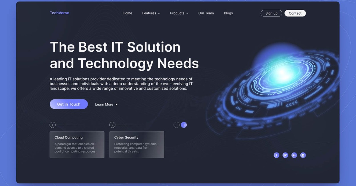 TechVerse - IT Solutions & Technology Hero Section Figma Template