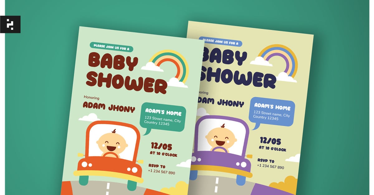 Cute Baby Shower Invitation #344628 - TemplateMonster