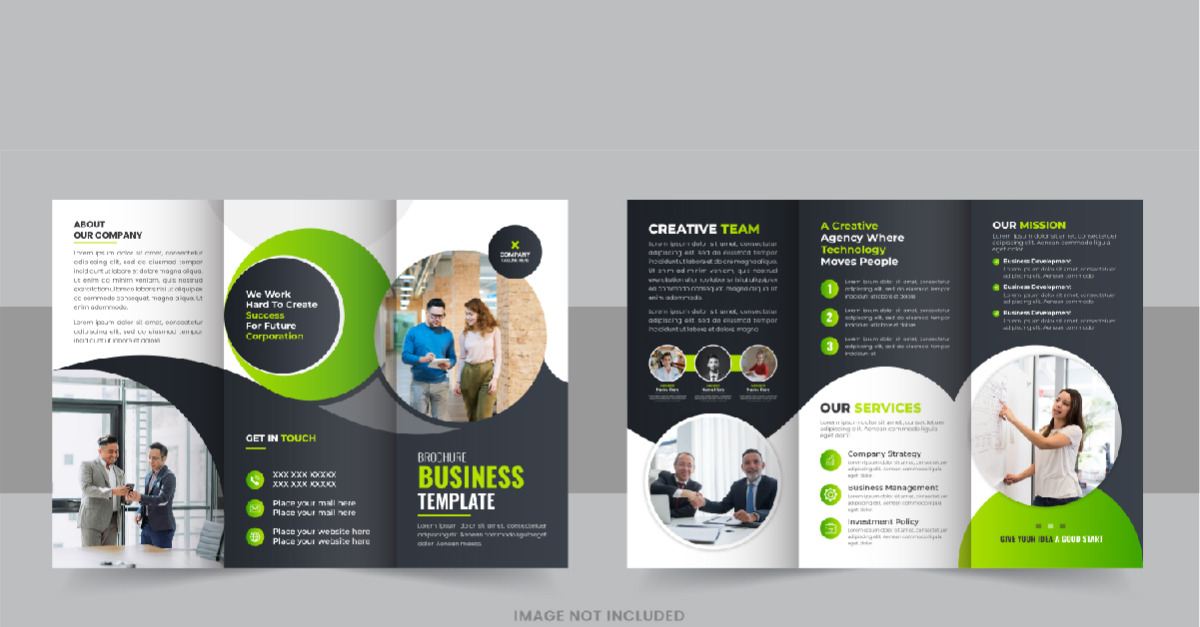 Layout de folheto dobrável em três partes empresarial moderno