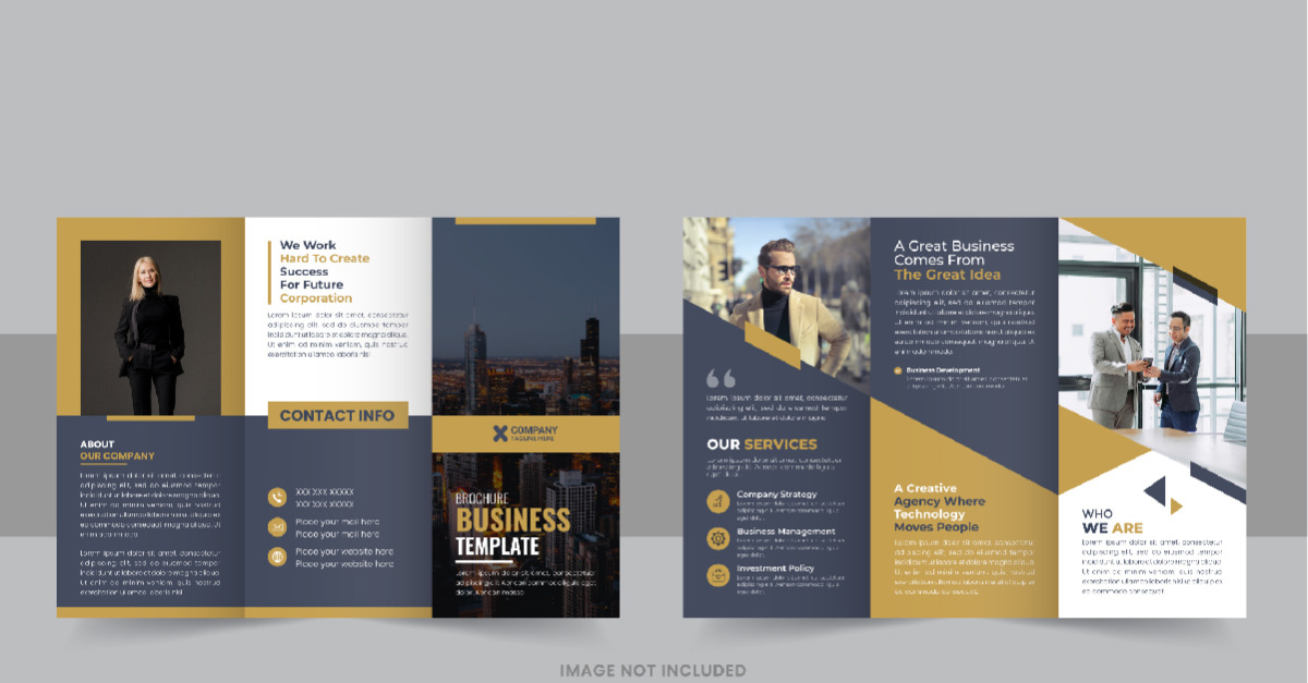 Modern business trifold brochure layout - TemplateMonster