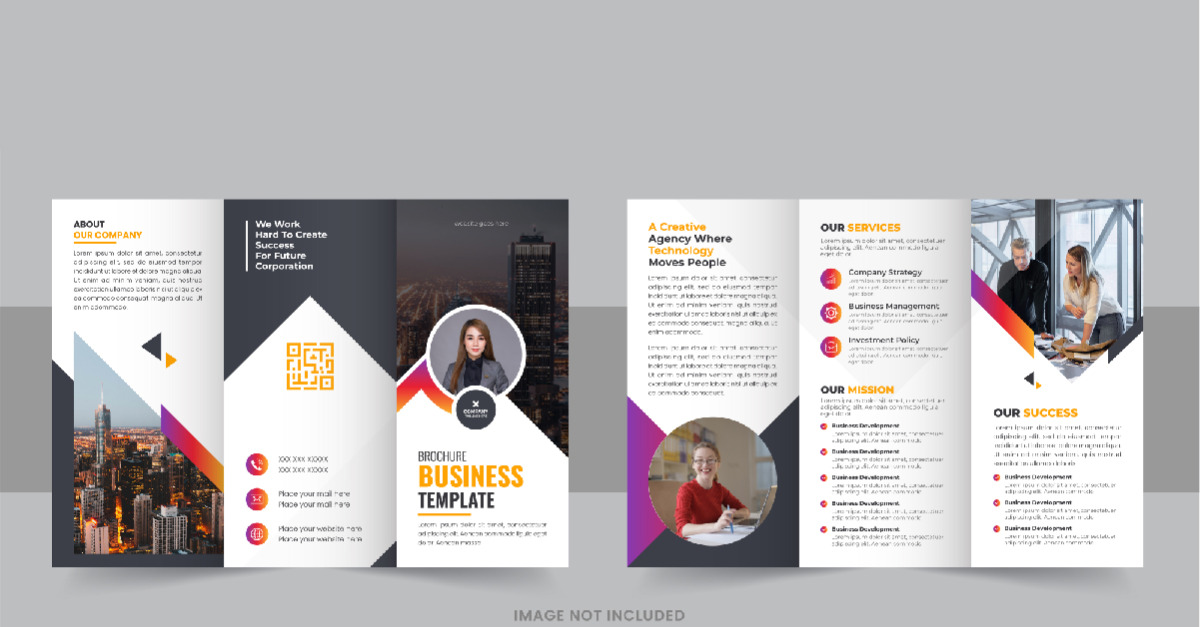 Modern trifold business brochure #344648 - TemplateMonster
