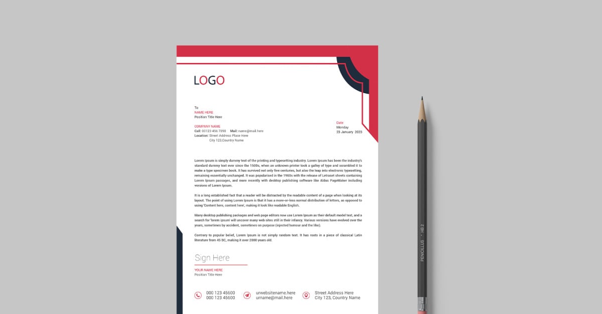 Red letterhead design template #344779 - TemplateMonster