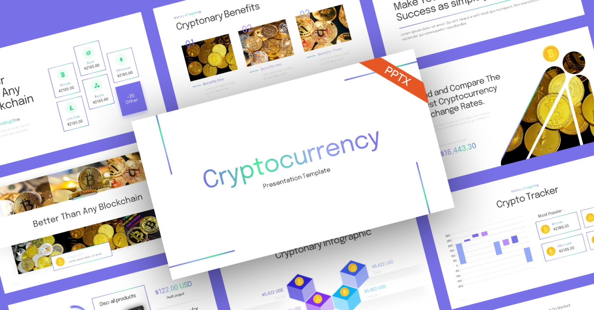 Walleto Cryptocurrency PowerPoint Template - TemplateMonster
