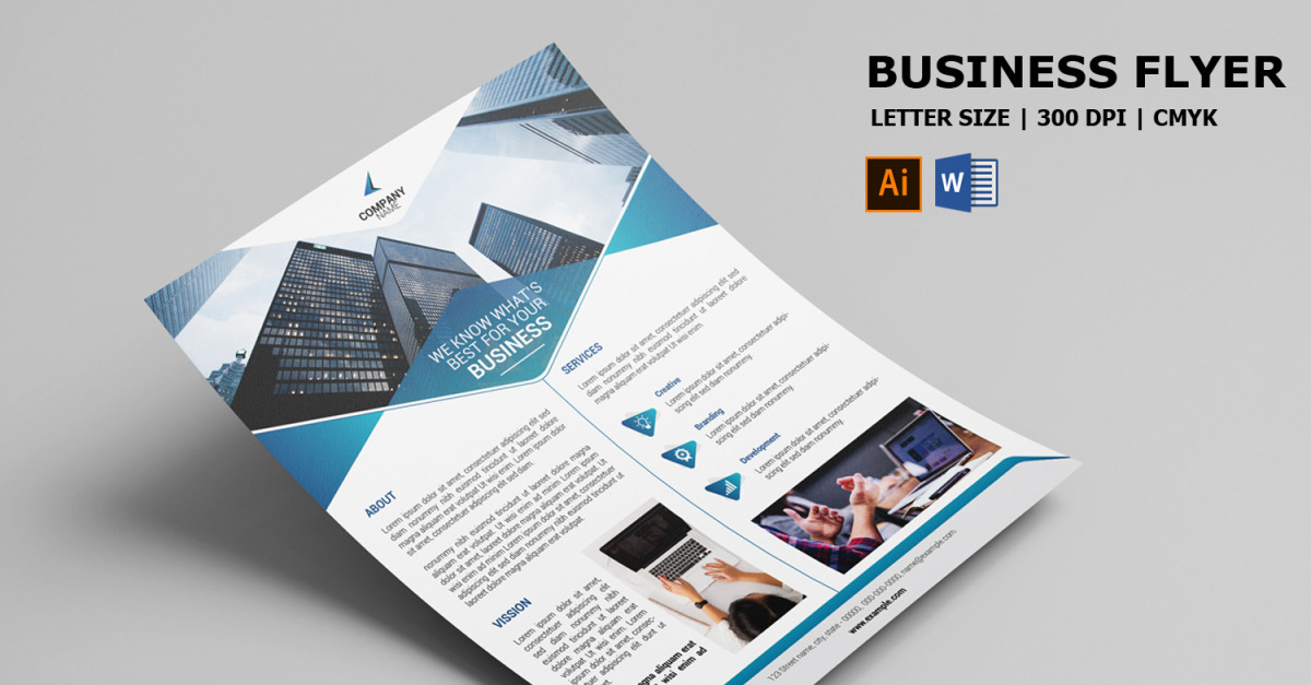 Dépliant d'entreprise imprimable, Ms Word et modèle Illustrator