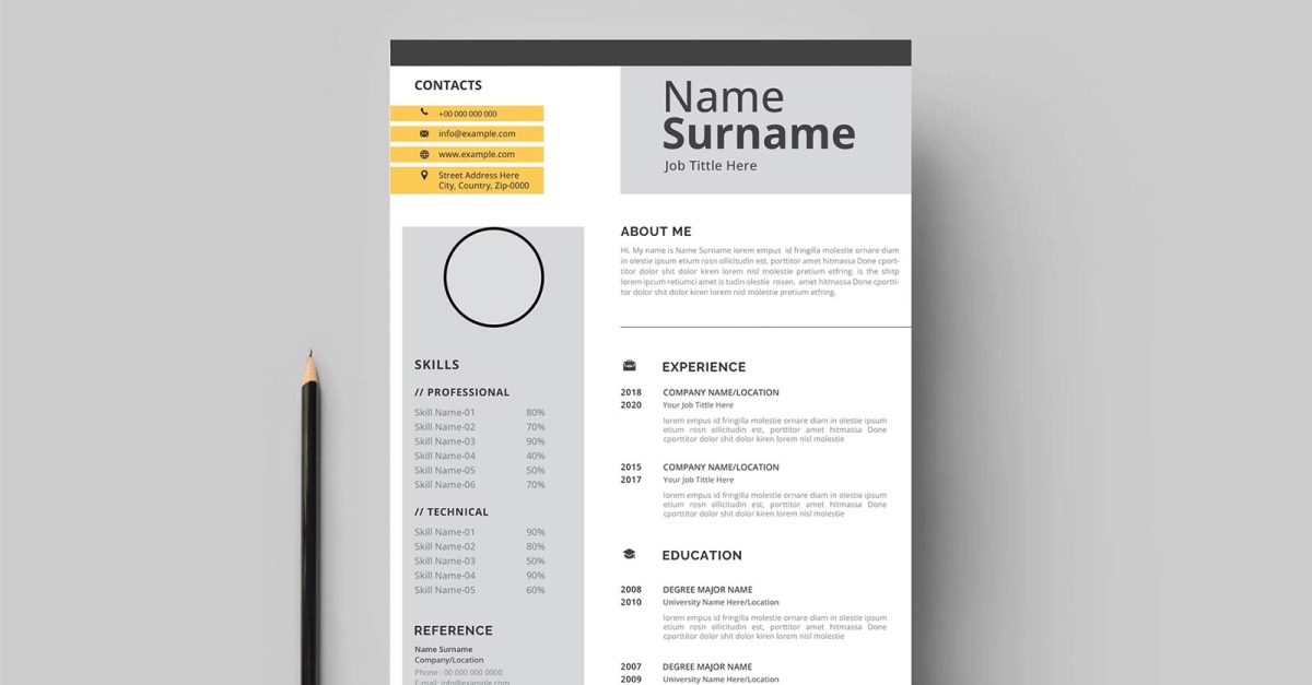 Minimalist resume cv template design. - TemplateMonster