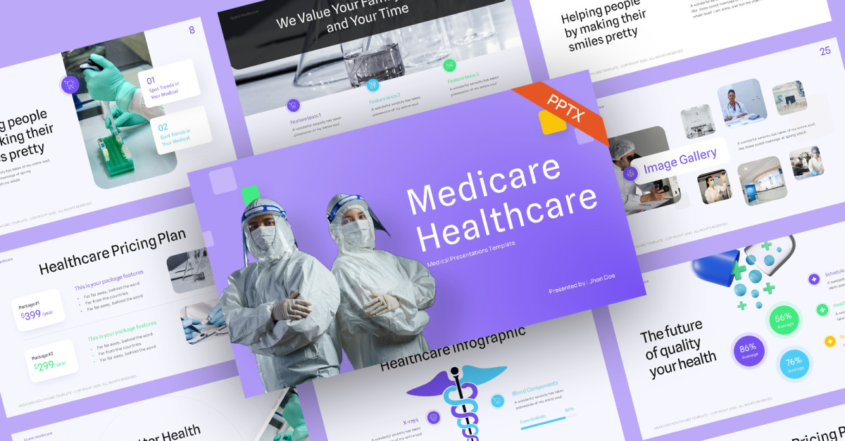 Modèle PowerPoint de soins de santé de lassurance-maladie