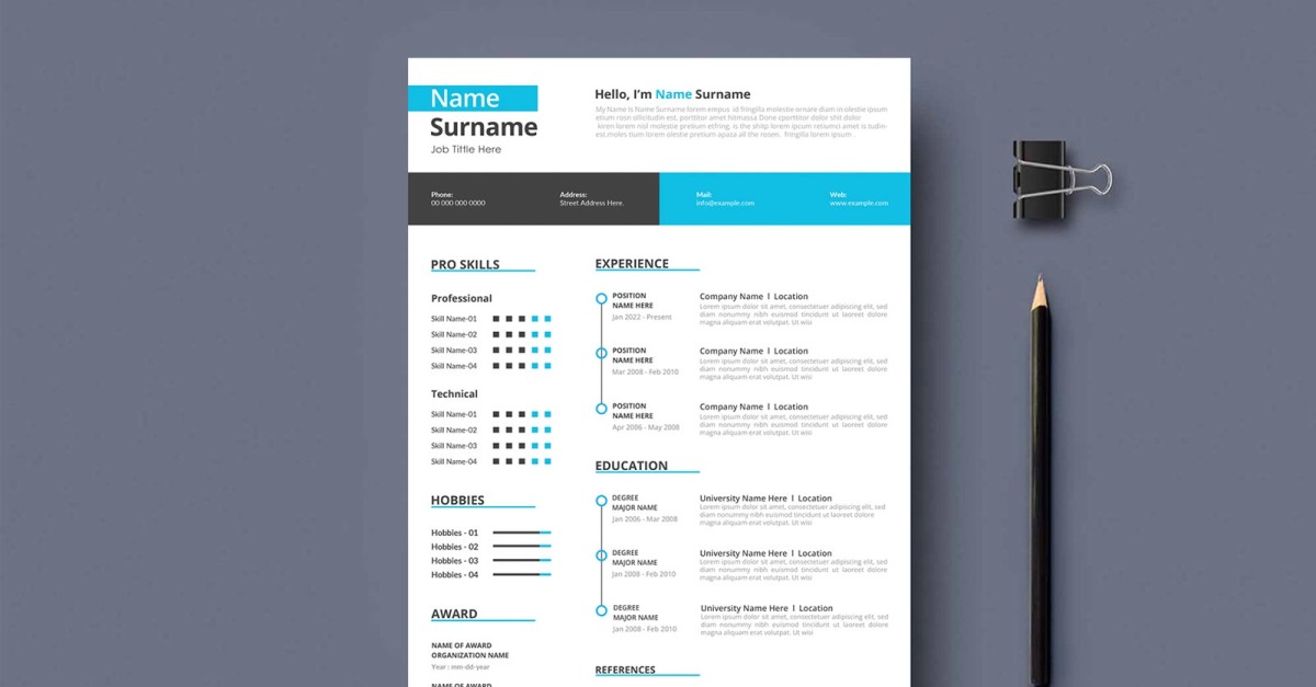 Modern one page business resume template - TemplateMonster
