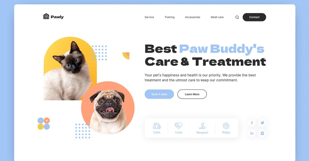 Pawly - Pet Care Hero Section Figma Template