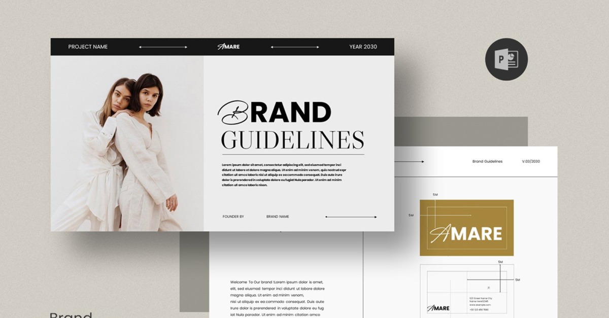 Modello PowerPoint per il layout delle linee guida del marchio