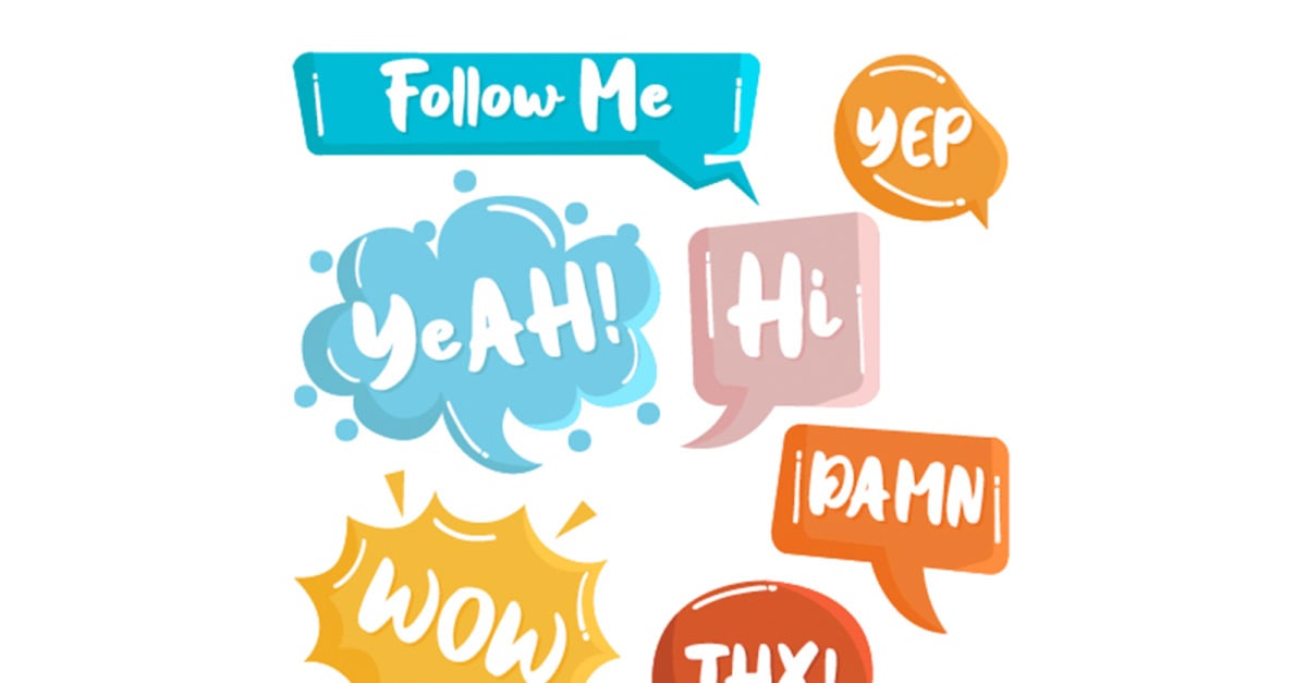 Social Media Slang Bubbles Illustration - TemplateMonster