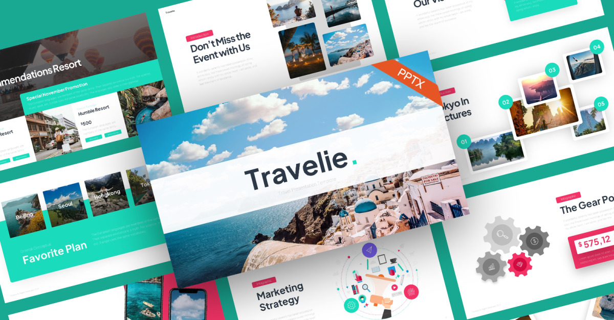 Travelie Moderne Reise-PowerPoint-Vorlage - TemplateMonster