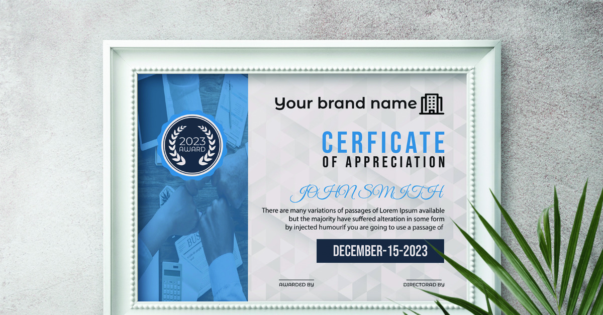 Certificado de Apreciación. certificado moderno.