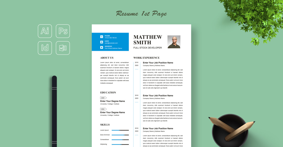 Creative Resume Layout with Cover Letter - TemplateMonster