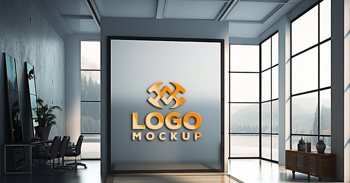 Glass Wall Mockup | Glass Wall Building Mockup | Logo Mockup