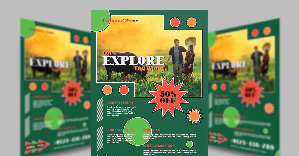 Let's Explore The World Flyer Template 2 - TemplateMonster