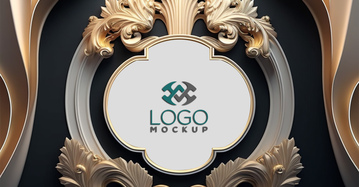 Logo Mockup | Luxury Frame Mockup | 3D Geometric Background Images