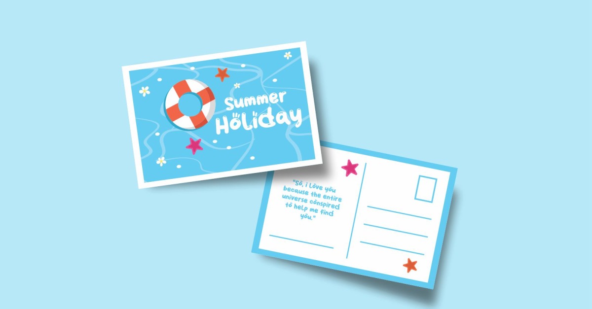 Diseño de plantilla de tarjeta postal de verano 1