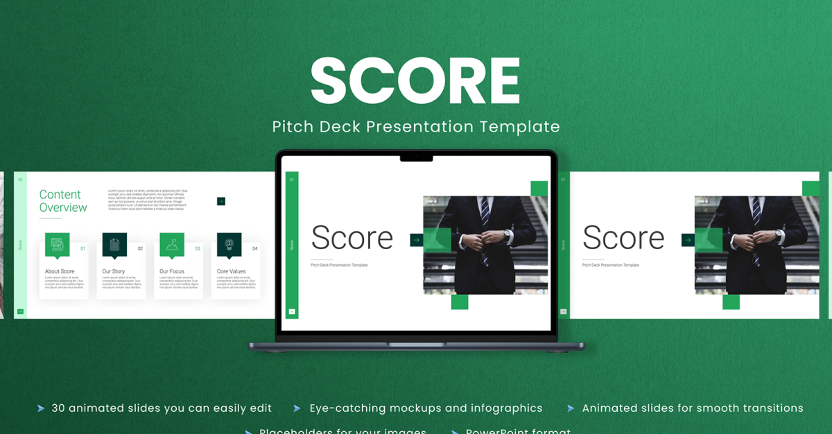 Score - Plantilla animada de PowerPoint para presentación de Pitch Deck