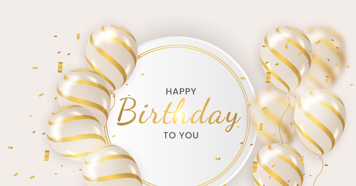 Birthday banner design Happy birthday greeting text with elegant gold ...