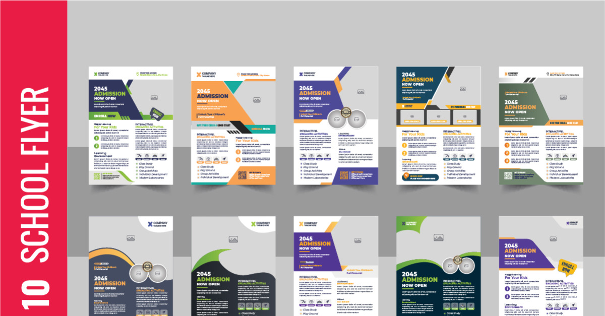 Creative School Admissions Flyer Design Template bundle