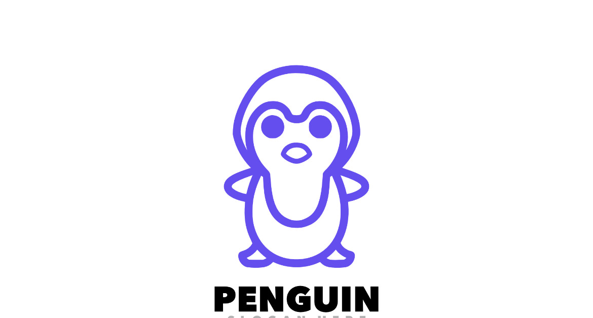 Design de logotipo de arte de linha pinguim - TemplateMonster