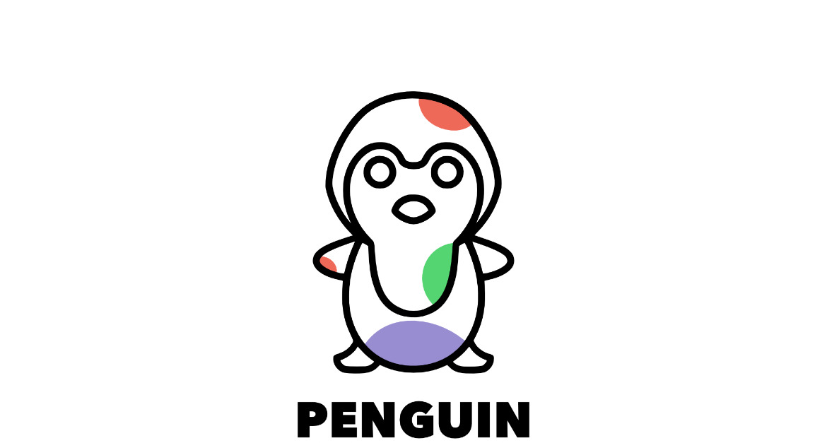 Penguin mascot line art design template - TemplateMonster