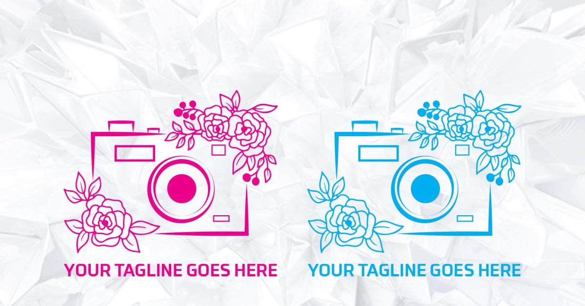 Camera logo Design with Flower - Brand Identity