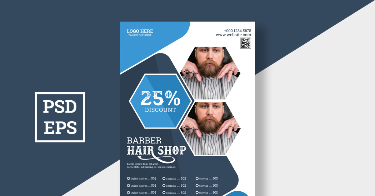 Corporate barbershop flyer design #346049 - TemplateMonster