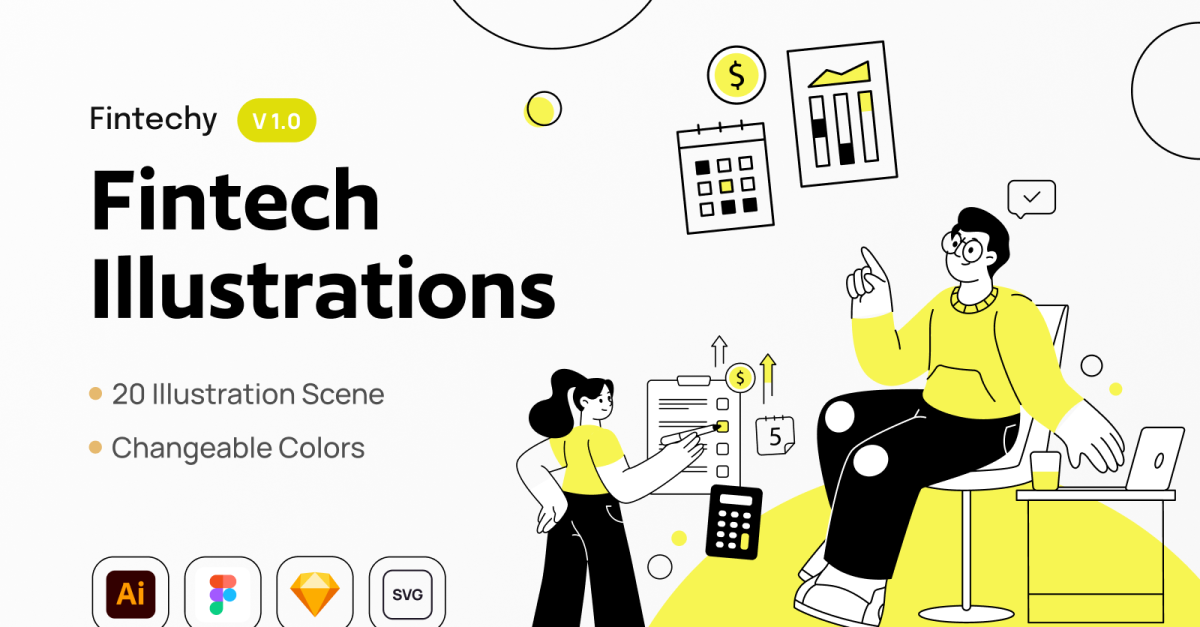Fintechy - Financial Technology Illustration Set