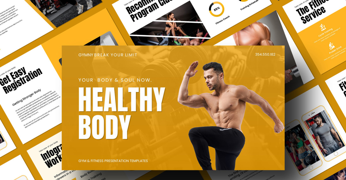 PowerPoint-Präsentationsvorlage für einen gesunden Körper