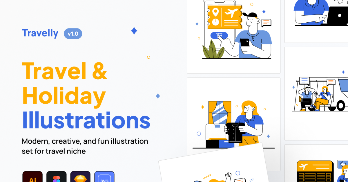 Travelly - Travel and Holiday Illustration Set